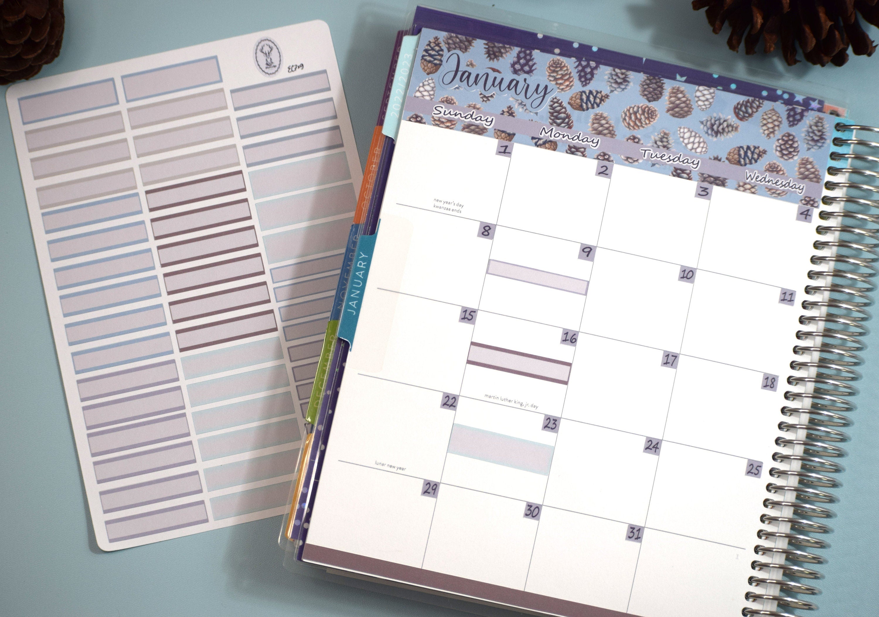 Month Labels Planner Sticker Sheet For Monthly Spread, Winter of Pinec ...